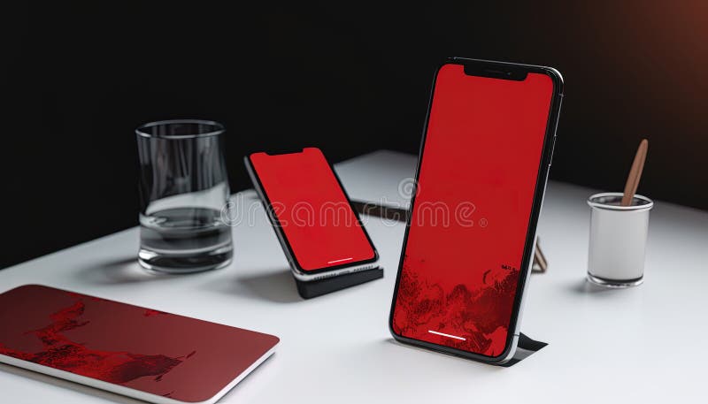 Phone Mobile Devices with Isolated Screen Workspace on the Table Stock ...