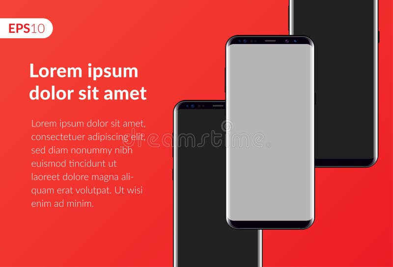 Phone, Mobile Smartphone Design Diagonal Composition Isolated on White ...