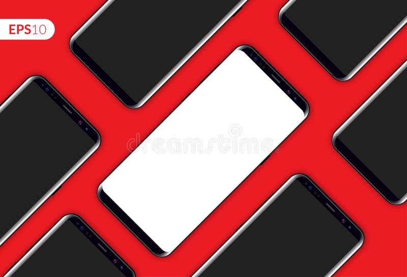 Phone, Mobile Smartphone Design Diagonal Composition Isolated on White ...