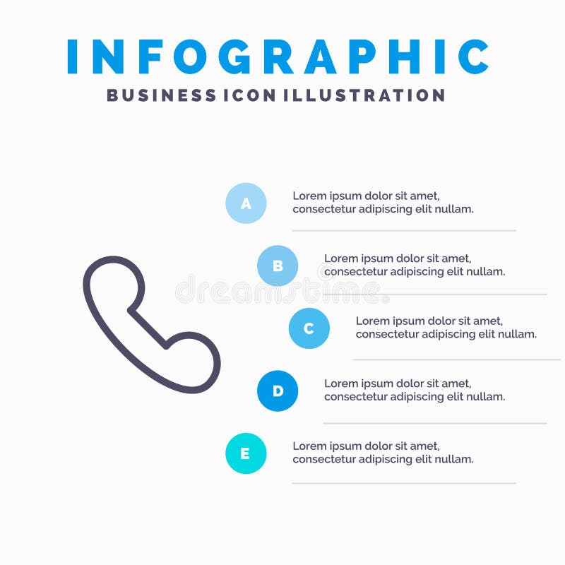 Phone, Mobile, Telephone, Call Line Icon with 5 Steps Presentation ...