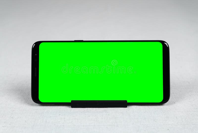 Phone Mock Up Template Chroma Key Green Screen. Cellphone with Blank ...