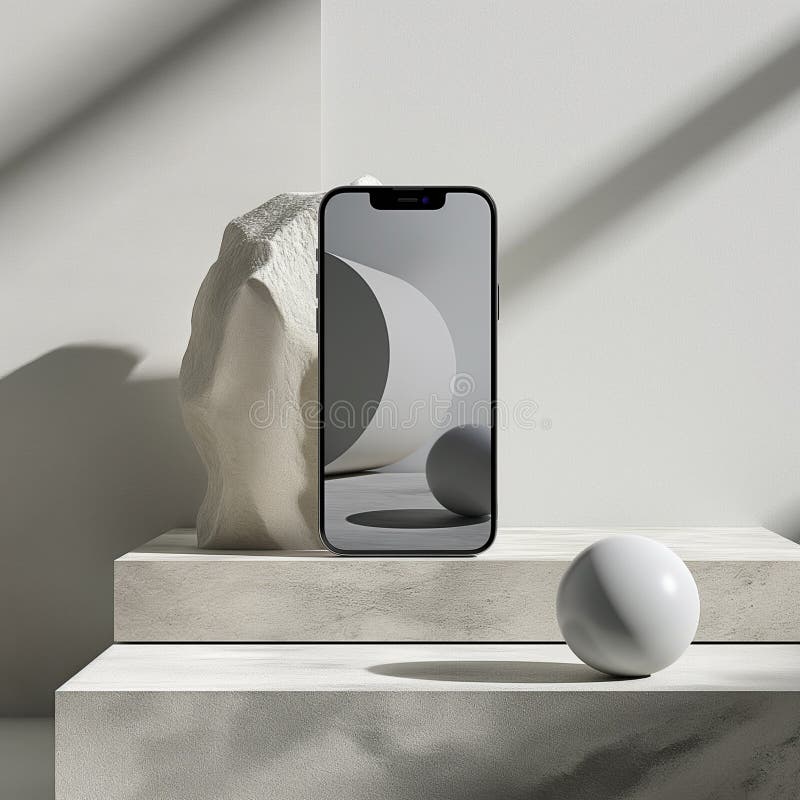 Phone Mockup, Minimalistic Space Aesthetic, Shapes, White Stock ...