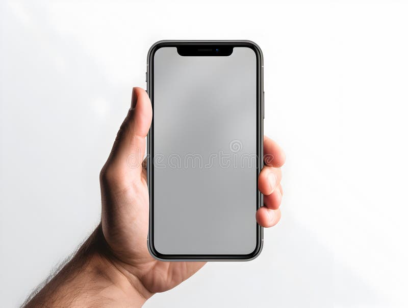 Phone Mockup Hand, Blank White Screen, Black Smartphone, Screen Website ...