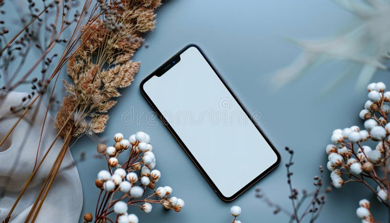 Phone Mockup with Rustic Christmas Decor and Blank Screen for Your App ...