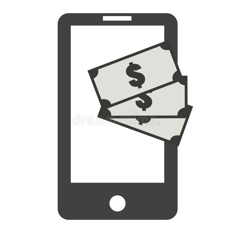 Phone Money Icon on White Background. Flat Style. Dollar Banknote Stack ...
