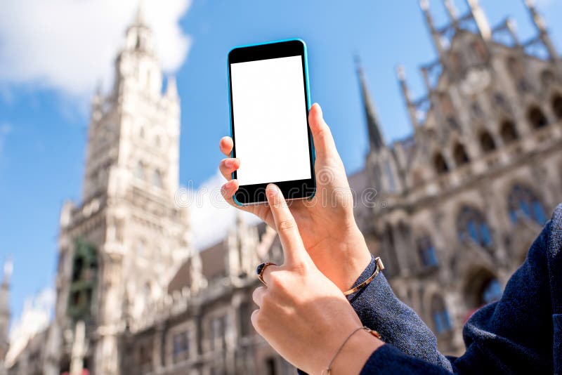 Phone on Munich City Background Stock Image - Image of phone, munich ...