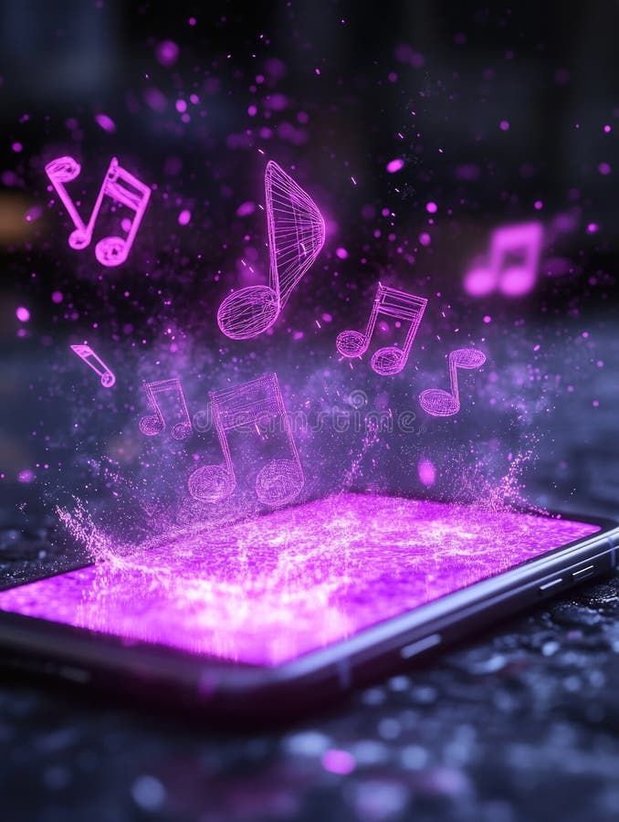 Phone with music notes stock image. Image of melody - 387993007