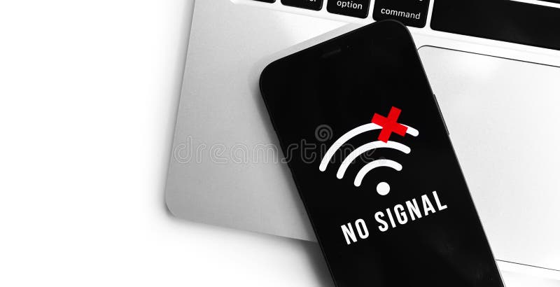 Phone with No Signal No Service Screen. Communication, Cellular Problem ...