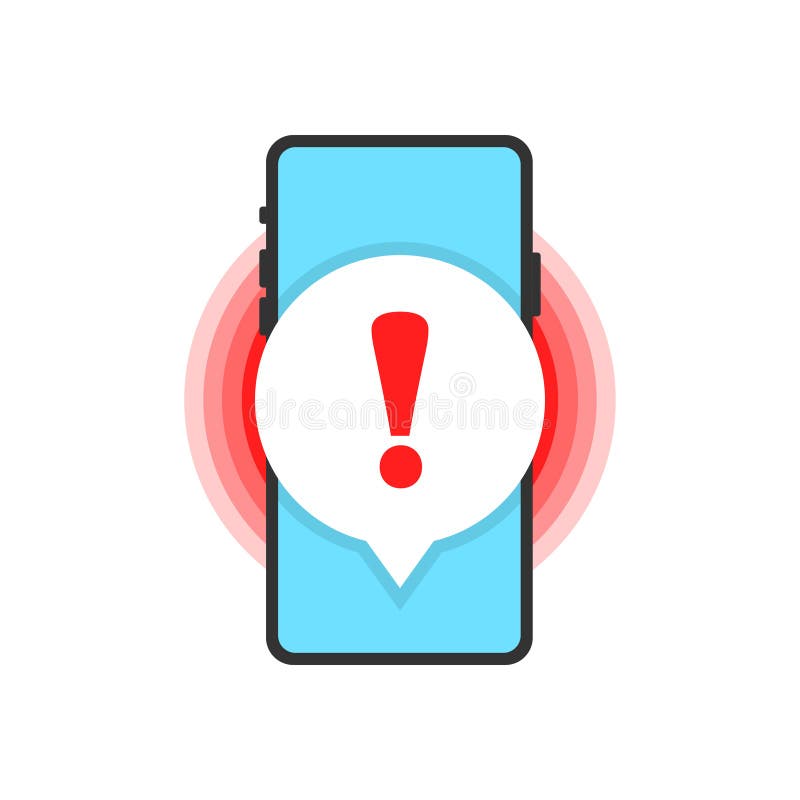 Phone Notifications Icon in Flat Style. Smartphone with Exclamation ...