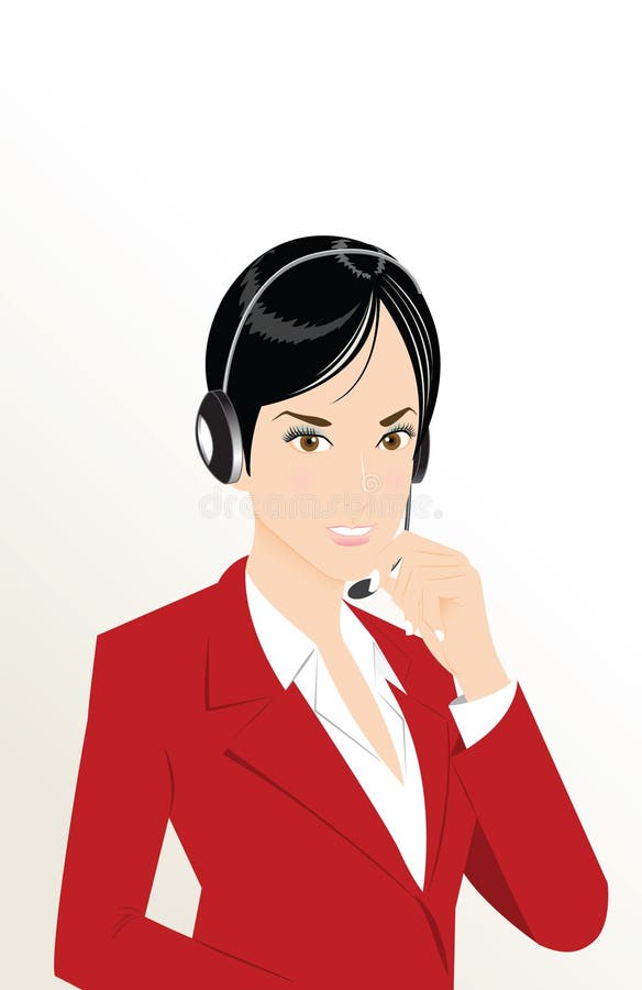 Call Center Operator or Manager with Headset Flat Stock Vector ...