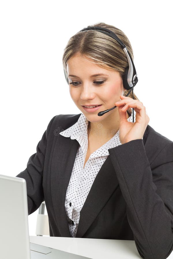 Friendly Tele Banking Operator Stock Image - Image of headphones ...