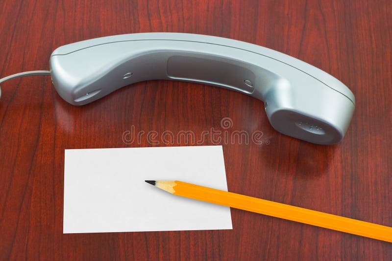 Phone, Paper Card and Pencil Stock Photo - Image of number, concept ...