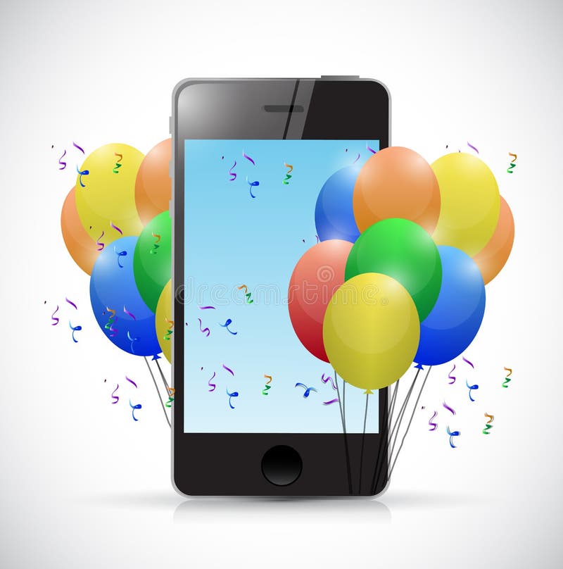 Phone and Party Balloons. Illustration Design Stock Illustration ...