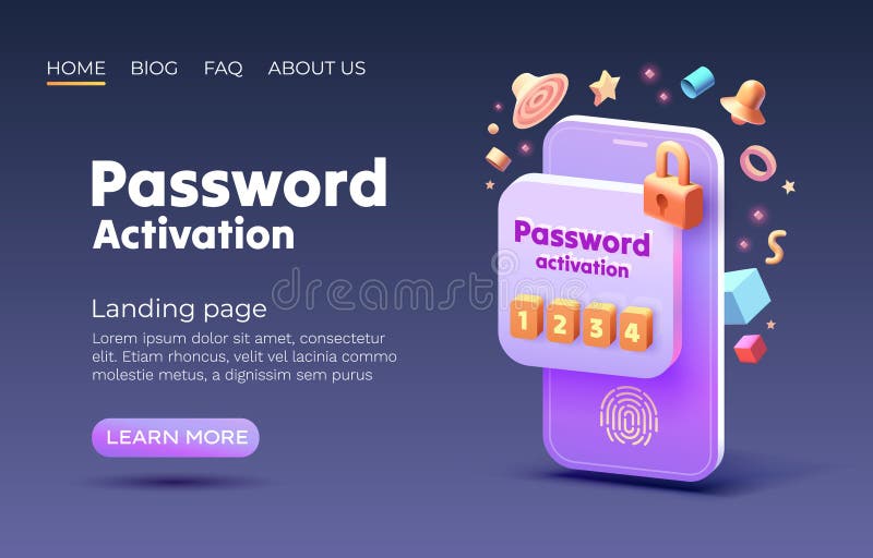Phone Password Activation, Landing Page Web App. Vector Stock Vector ...