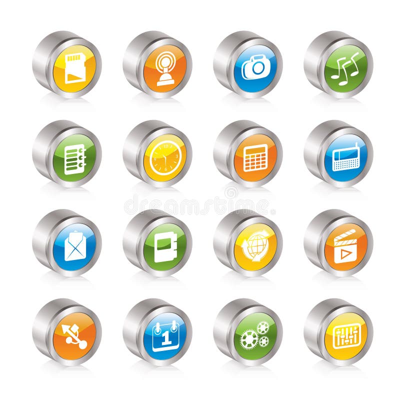 Phone Performance, Internet and Office Icons Stock Vector ...