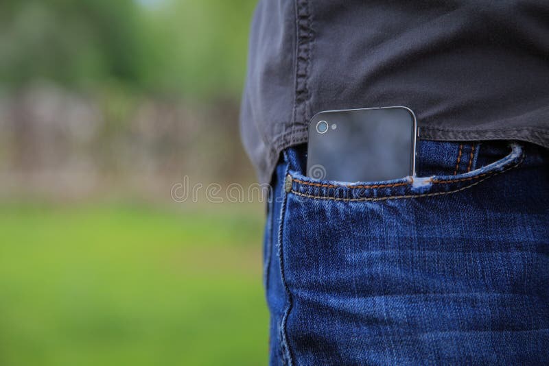 Phone in pocket stock image. Image of mobile, contact - 53339607