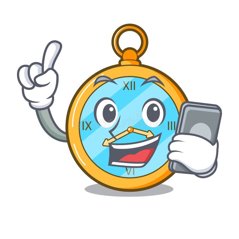 With Phone Pocket Vintage Watch on a Cartoon Stock Vector ...