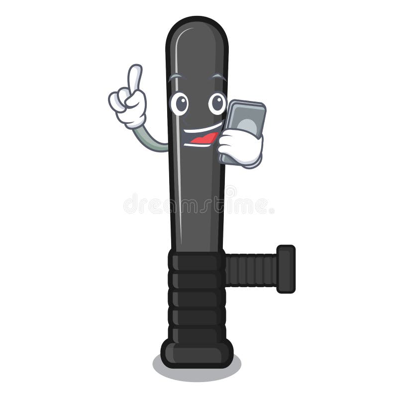 With Phone Police Baton Isolated with the Character Stock Vector ...
