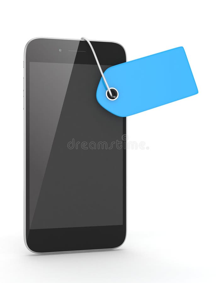 Phone with Price Tag. 3D Rendering. Stock Illustration - Illustration ...