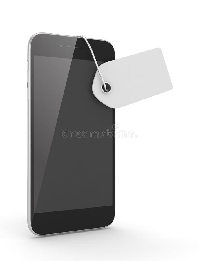 Phone with Price Tag. 3D Rendering. Stock Illustration - Illustration ...