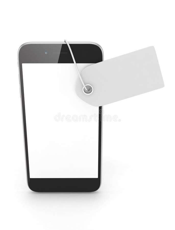 Phone with Price Tag. 3D Rendering. Stock Illustration - Illustration ...