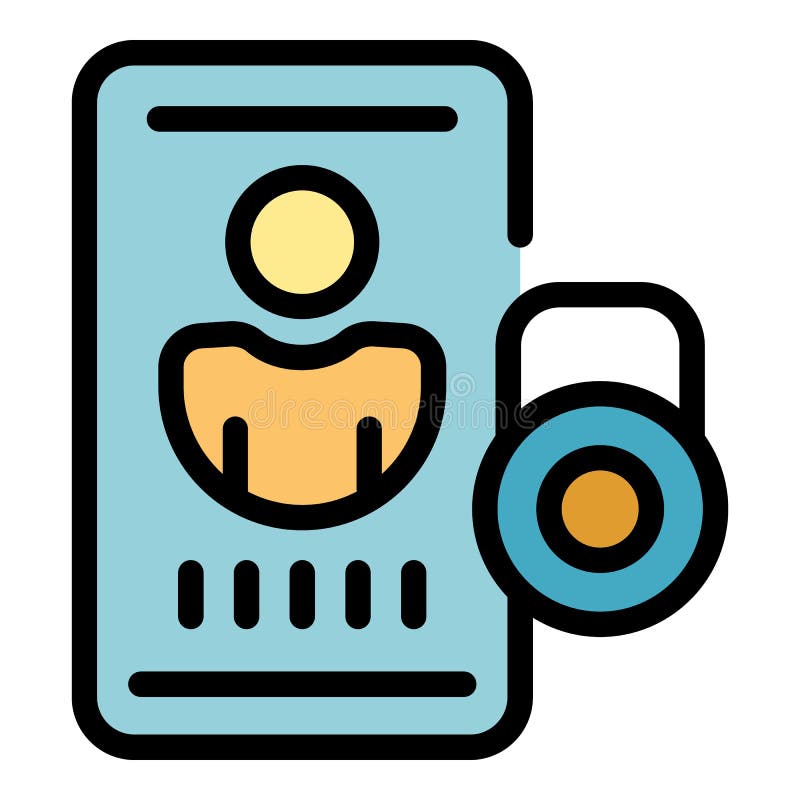 Phone Privacy Icon Color Outline Vector Stock Vector - Illustration of ...