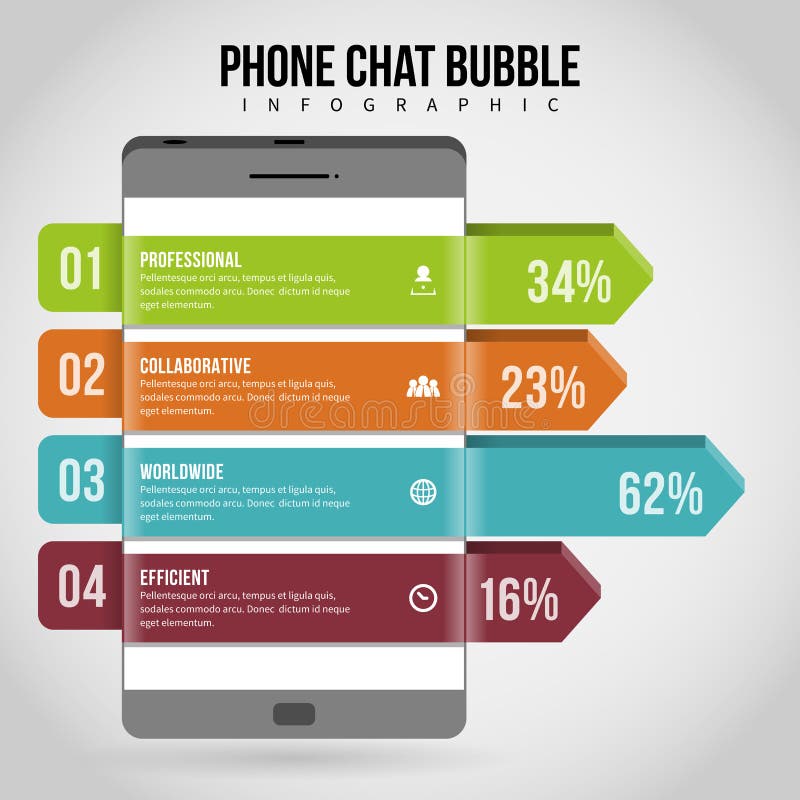 Phone Process Bar Infographic Stock Vector - Illustration of flowchart ...