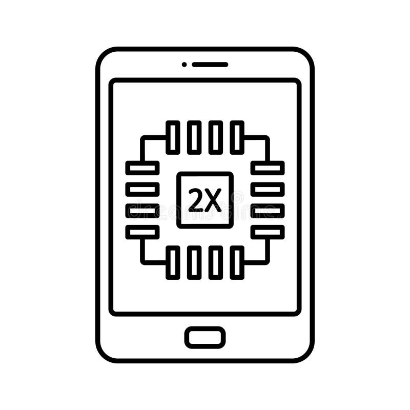Phone Processor Line Vector Icon Which Can Easily Modify or Edit Stock ...