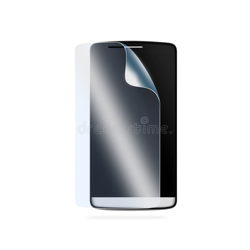 Phone Protection Film on Screen. Smartphone Display Protector Glass ...