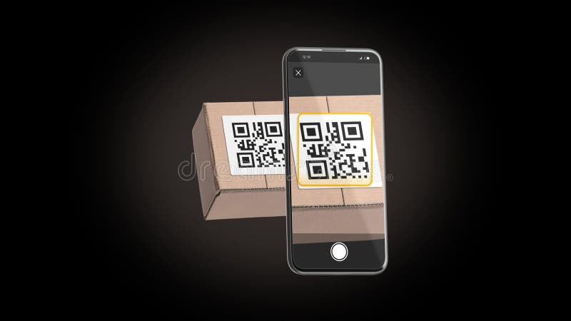 Phone Qr Code Scanning on Box Delivering, Looped Switch Stock Video ...