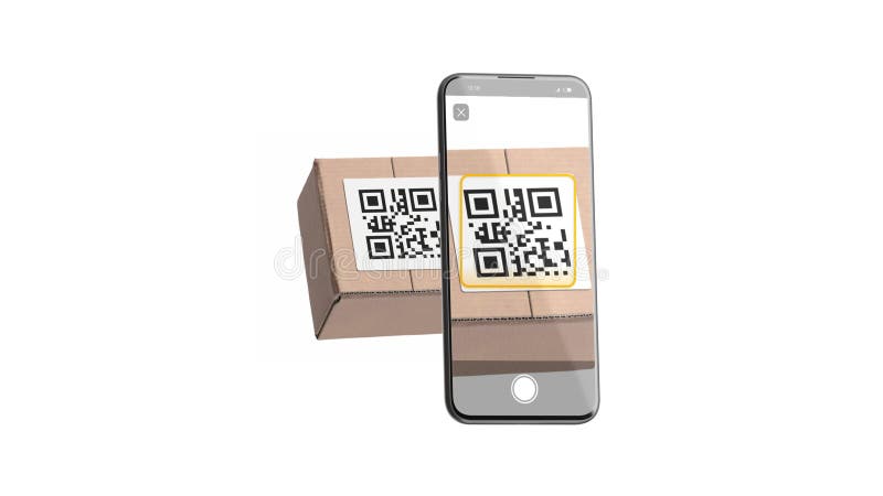 Phone Qr Code Scanning on Box Delivering, Looped Switch Stock Video ...