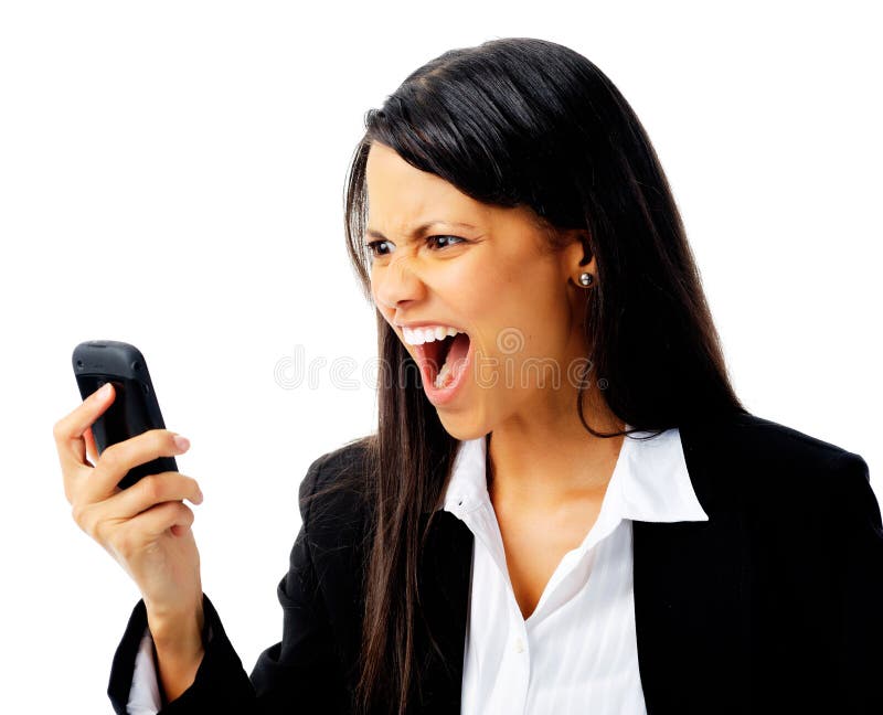 Angry woman with phone stock image. Image of office, dissatisfied ...