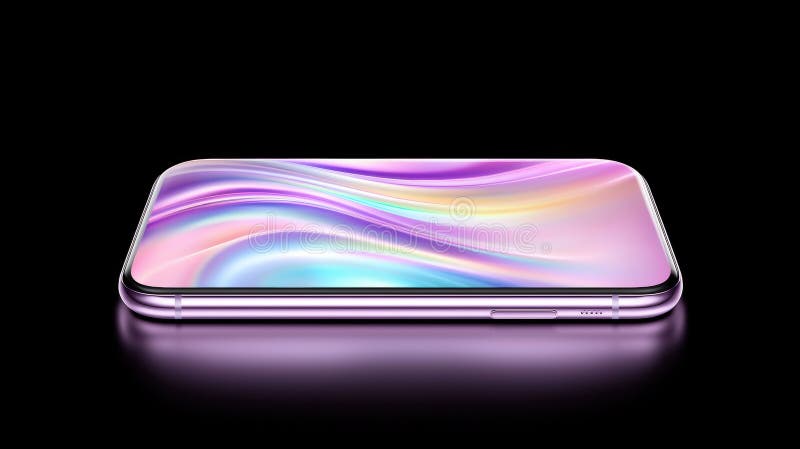 A Phone with a Rainbow Screen. Stock Photo - Image of viewer, bottom ...