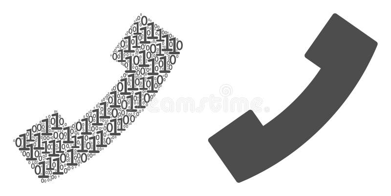Phone Receiver Mosaic of Binary Digits Stock Vector - Illustration of ...