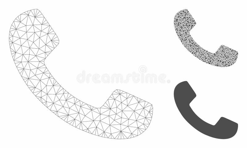 Phone Receiver Vector Mesh Carcass Model and Triangle Mosaic Icon Stock ...
