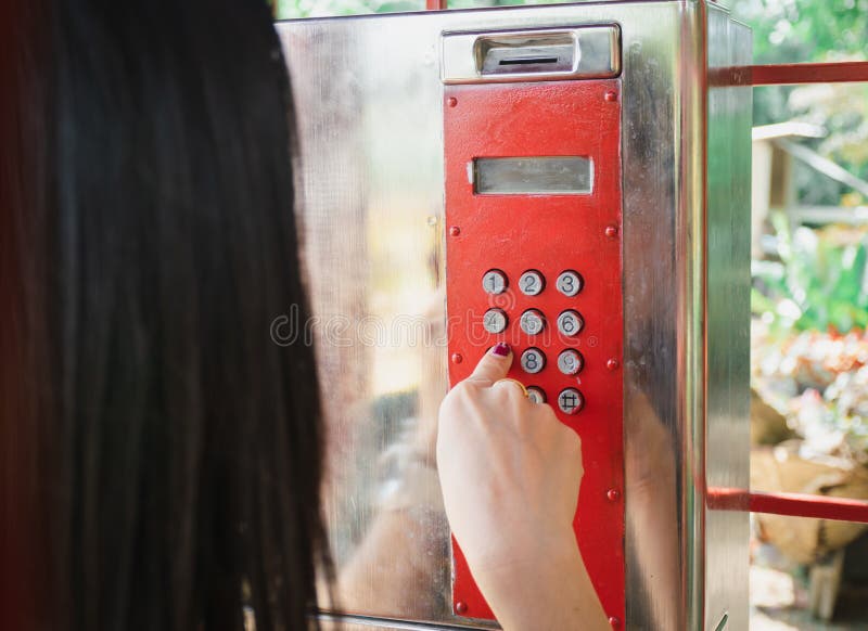 Phone in Red Public Telephone Booth Stock Photo - Image of lips, retro ...