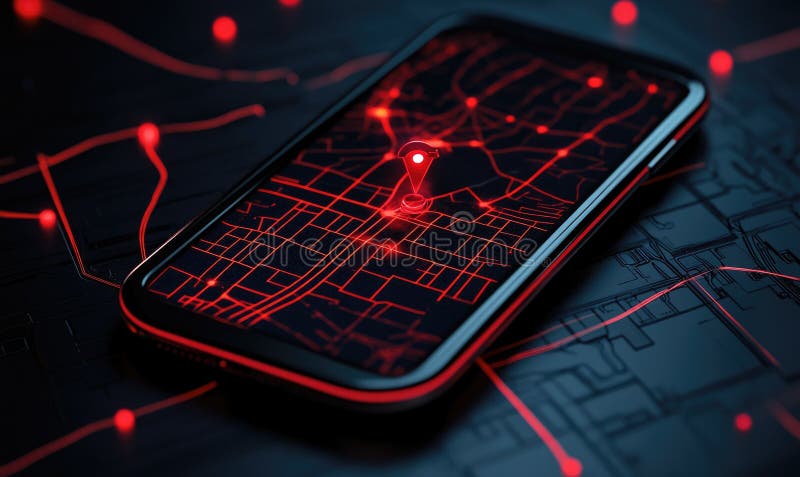 Phone Red Screen Showing City Map Stock Photos - Free & Royalty-Free ...