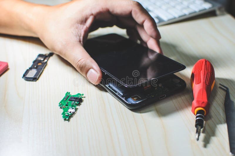 Process of Mobile Phone Repair, Changing the Screen. Stock Image ...