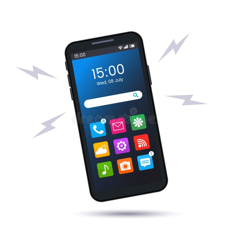 Realistic Smartphone Screen Page Layout with Different Buttons. Stock ...