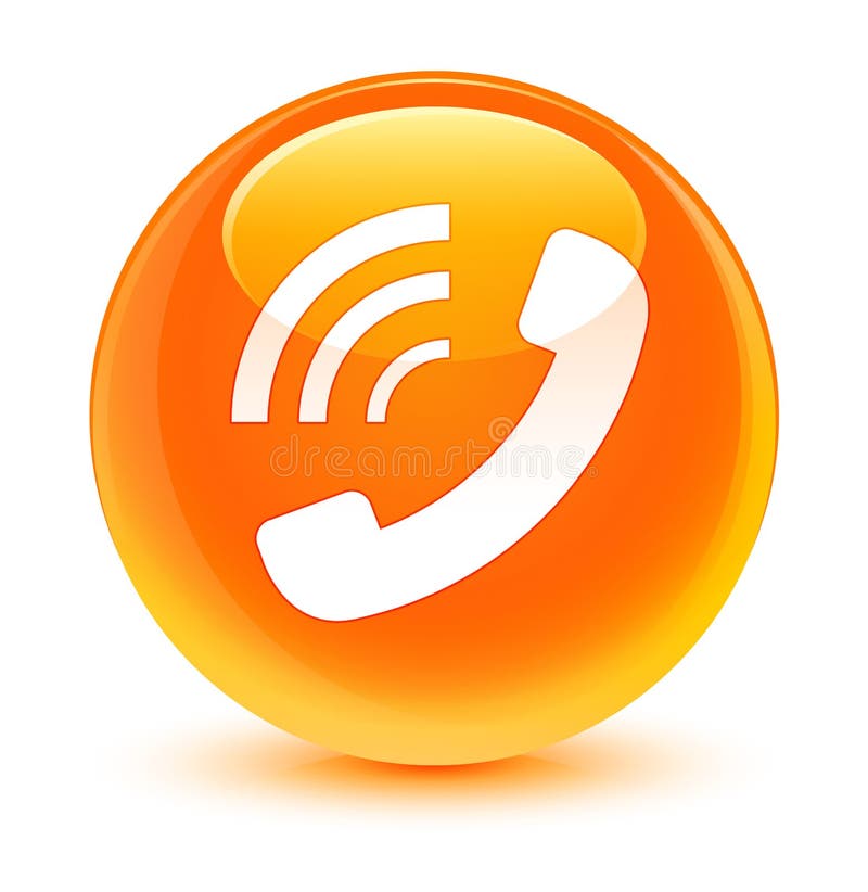 Phone Ringing Icon Glassy Orange Round Button Stock Illustration ...