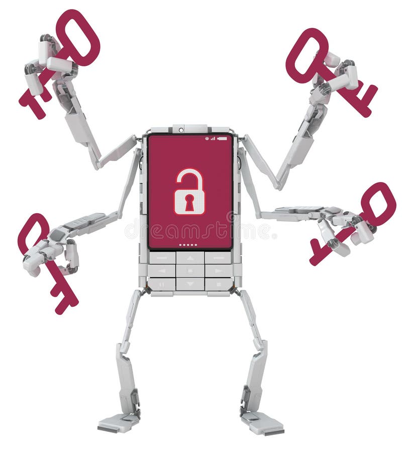 Phone Robot, Unlocked stock illustration. Illustration of cartoon ...