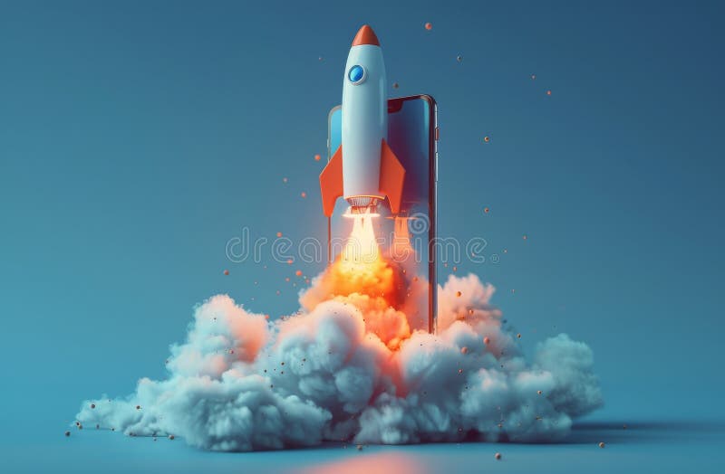 Futuristic Rocket Launching Phone Screen Stock Photos - Free & Royalty ...