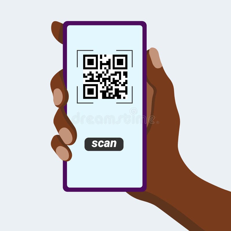 Phone Scan Icon. Phone in Black Hand Stock Vector - Illustration of ...