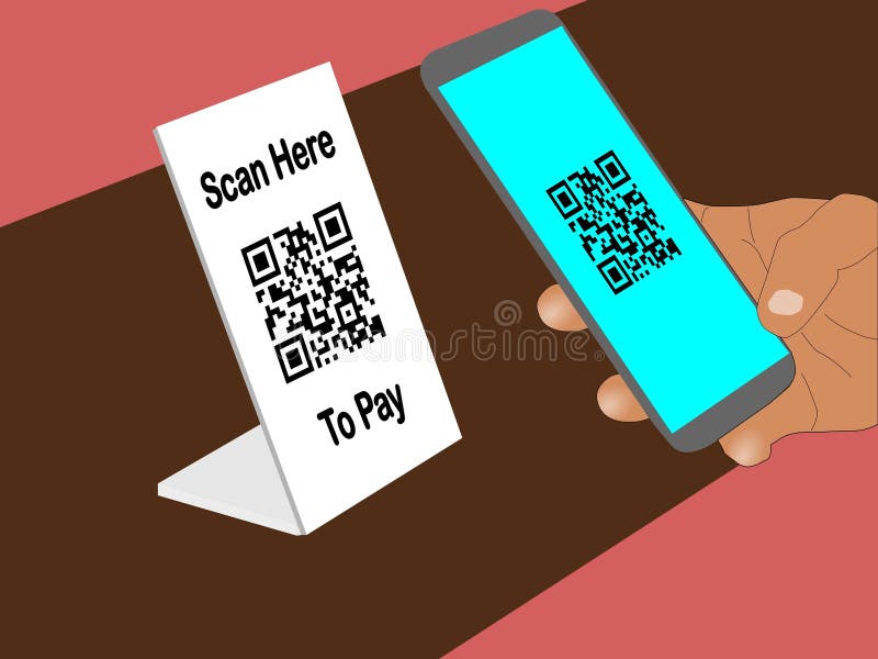 Phone scan QR Code to Pay stock illustration. Illustration of finance ...