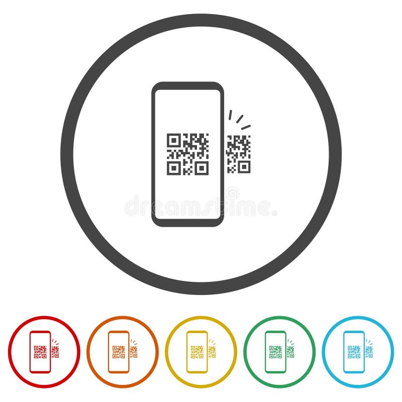 Phone Scan Qr Price Code Icon Set Icons In Color Circle Buttons Stock Vector Illustration Of