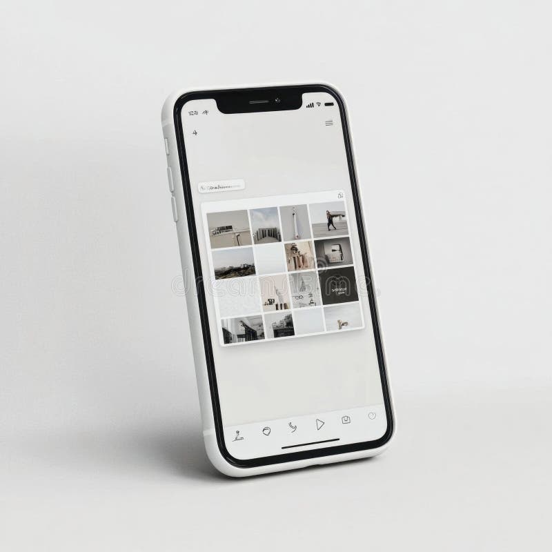Phone Screen with Grid of Images Stock Illustration - Illustration of ...