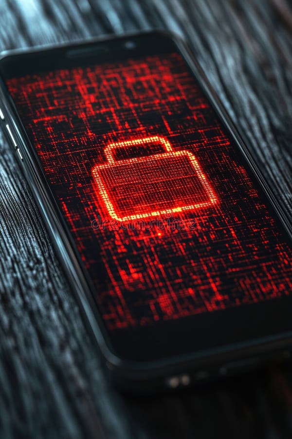 Phone Screen Shows a Red Lock with a Red Background Stock Image - Image ...