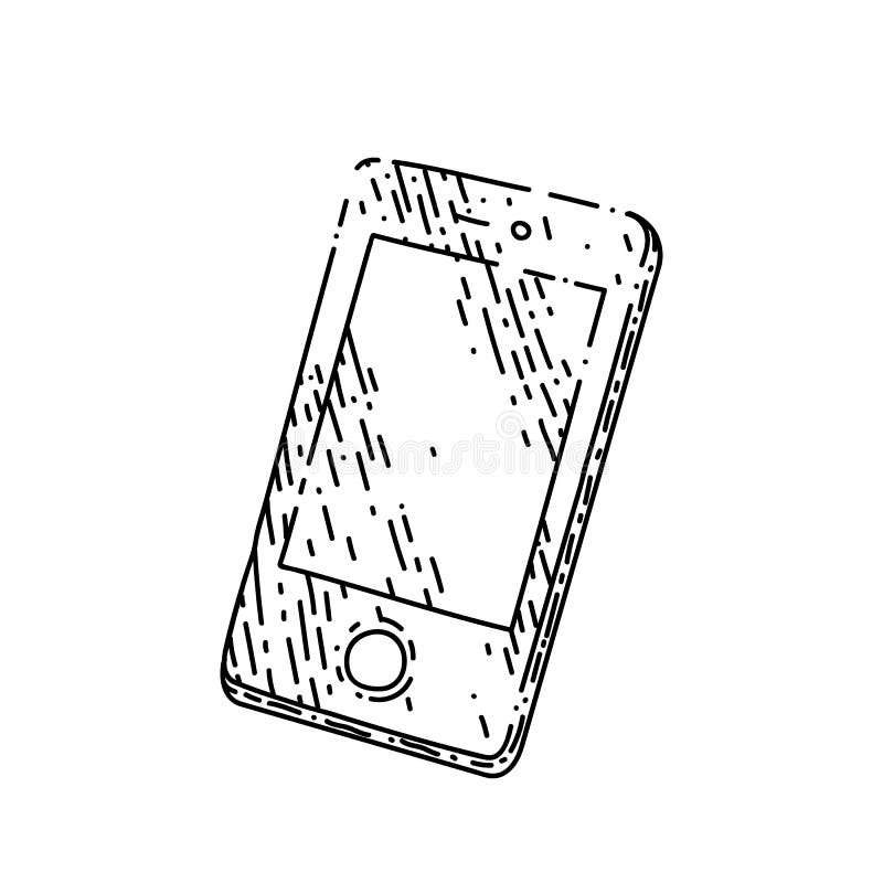 Phone Screen Sketch Hand Drawn Vector Stock Illustration - Illustration ...