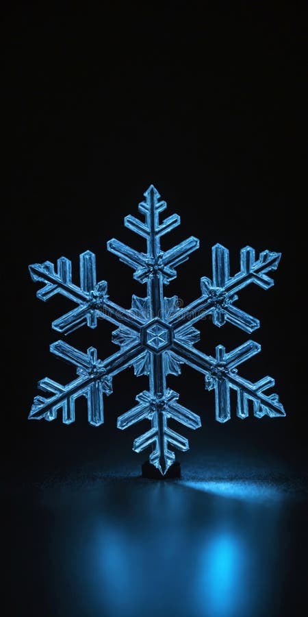 Phone Screensaver - Blue Glowing Snowflake on Dark Background Stock ...