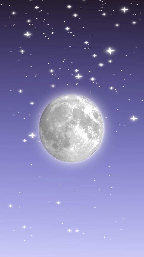 Phone Screensaver. Starry Sky with Full Moon Stock Photo - Image of ...